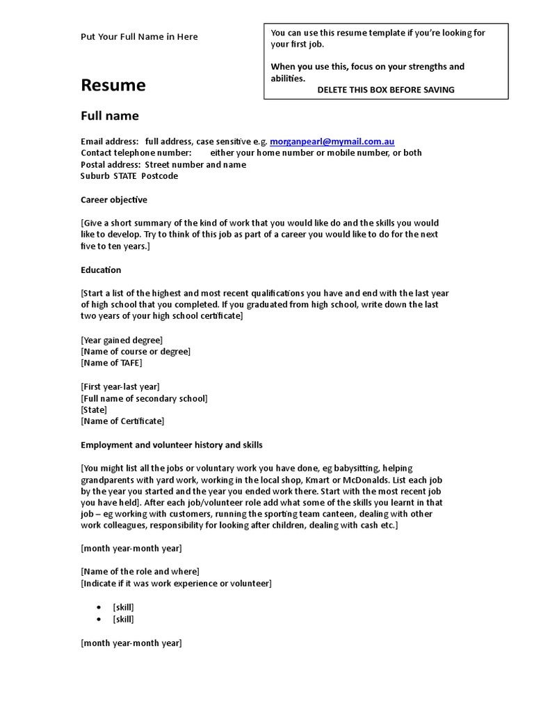 Resume Template | PDF | Résumé | Address (Geography)