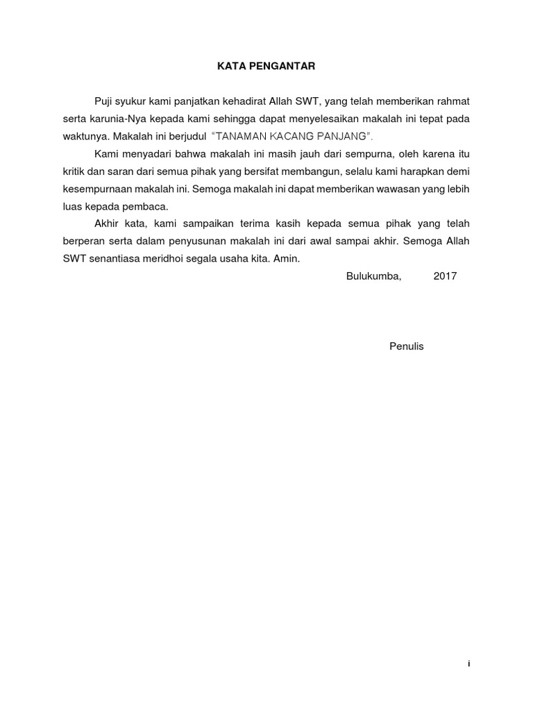 Contoh Kata Pengantar Singkat | PDF