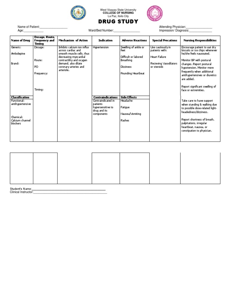 Amlodipine Drug Study | PDF | Pharmacology | Medical Specialties