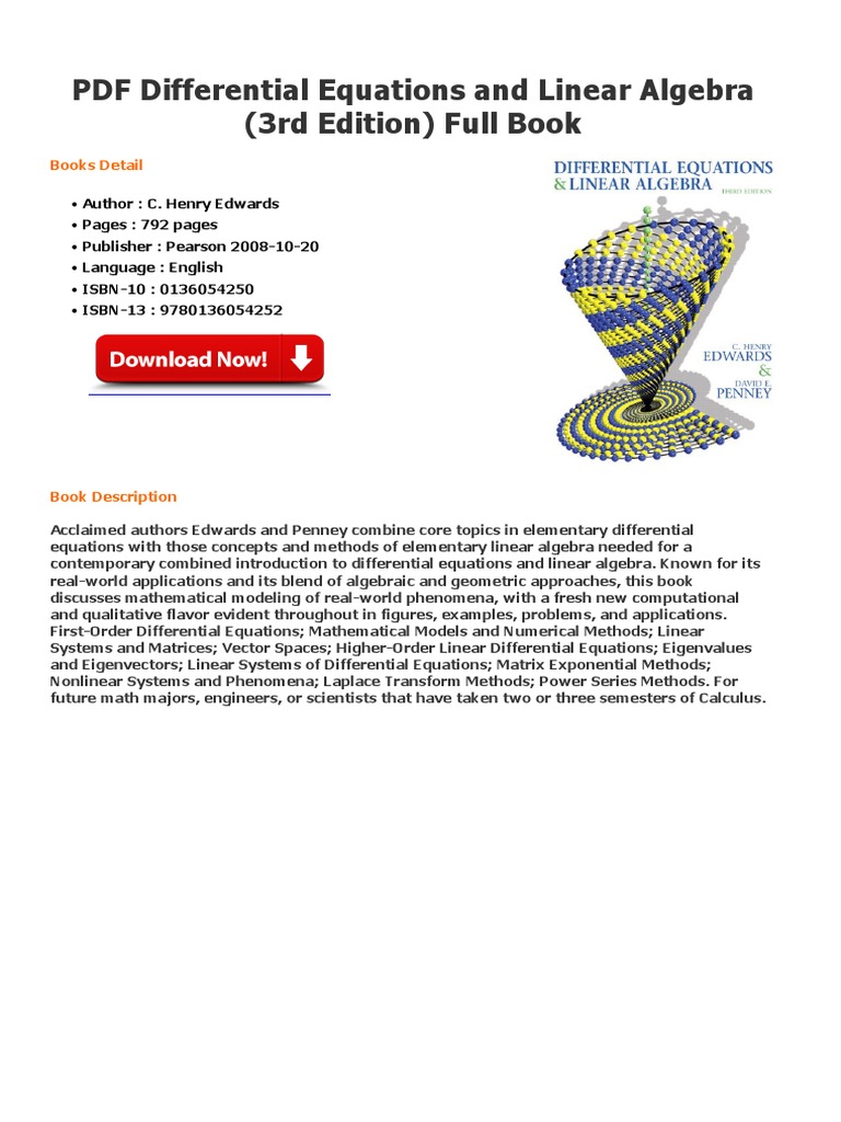 Differential Equations | PDF | Eigenvalues And Eigenvectors | Equations