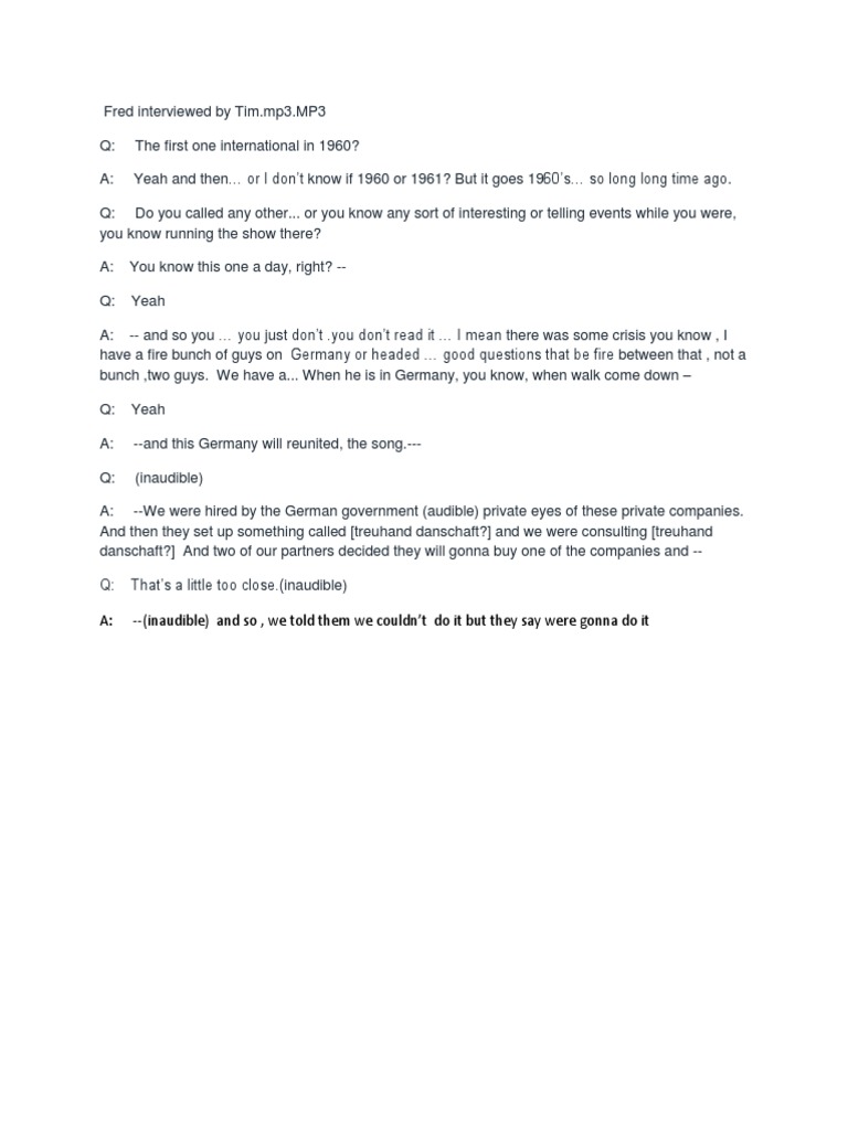 Interview with Fred on Historical Events | PDF | Art