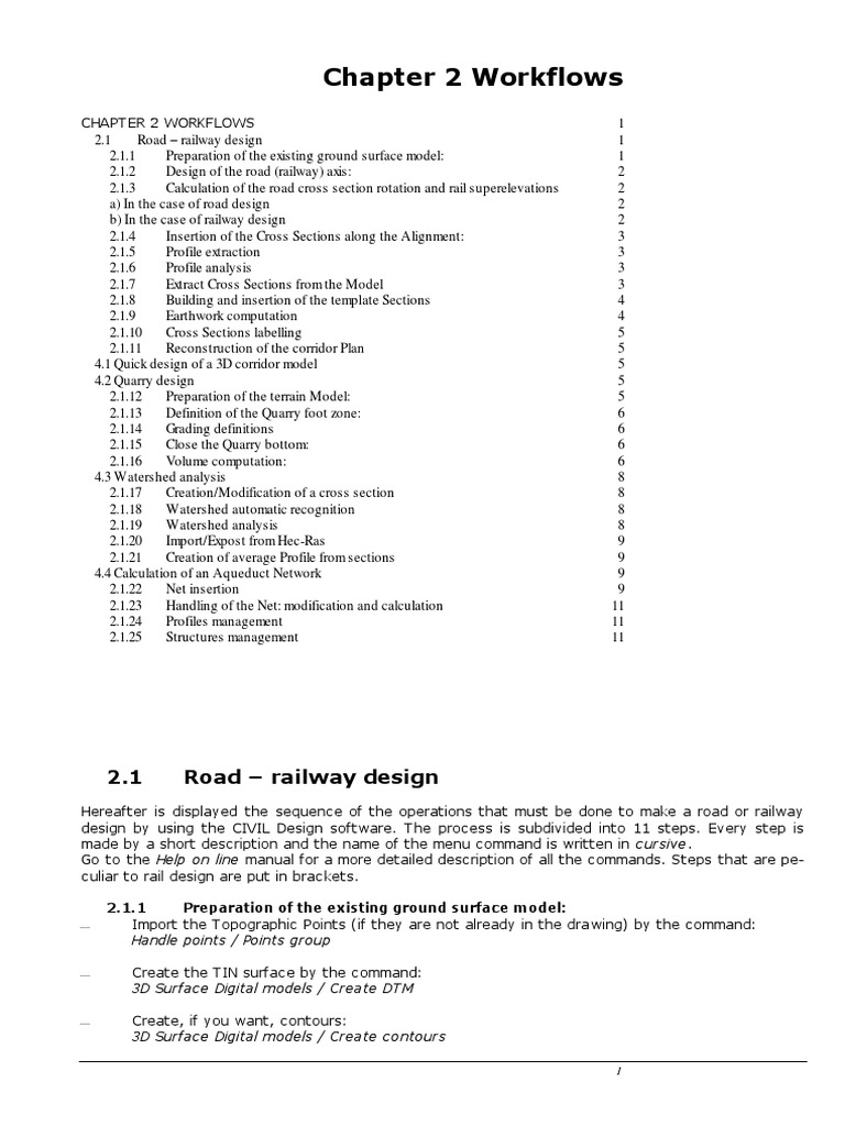 Chapter 2 Workflows: 2.1 Road - Railway Design | PDF | 3 D Computer ...