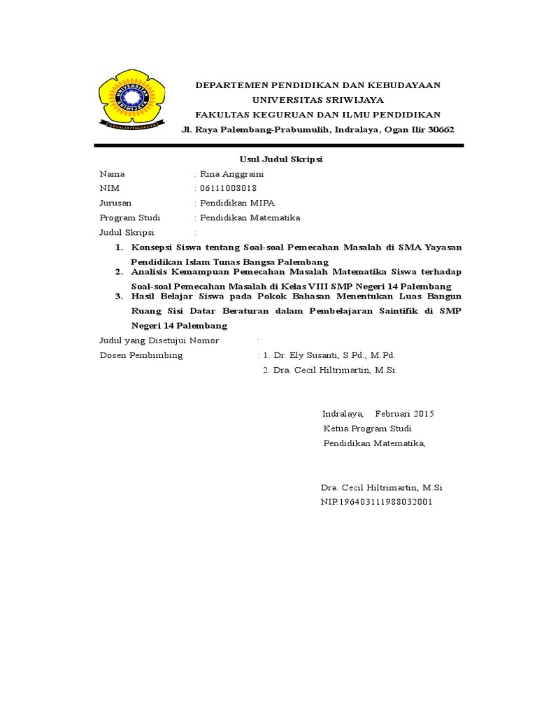 Contoh Usul Judul Skripsi | PDF
