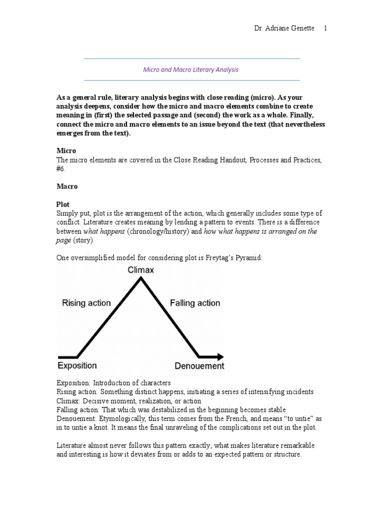 Micro and Macro Literary Analysis Guide | PDF | Narration | Plot ...