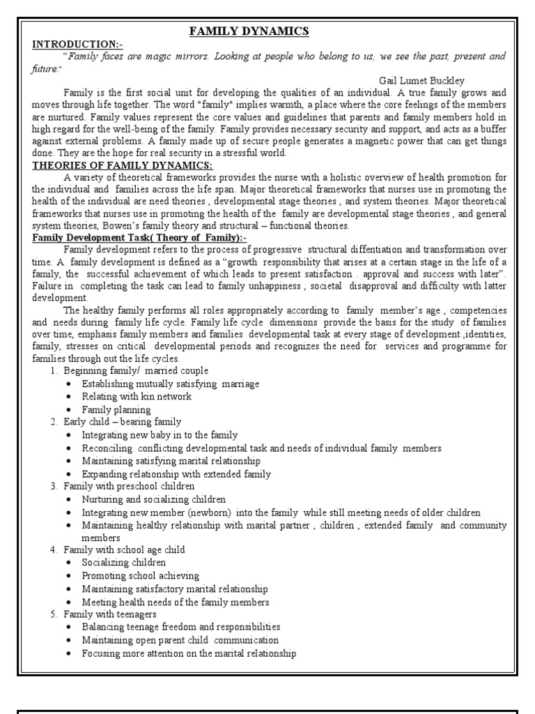 Family Dynamics | PDF | Family | Emotions