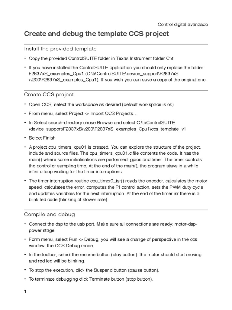 Control digital avanzado: Crear y depurar el proyecto de plantilla CCS ...