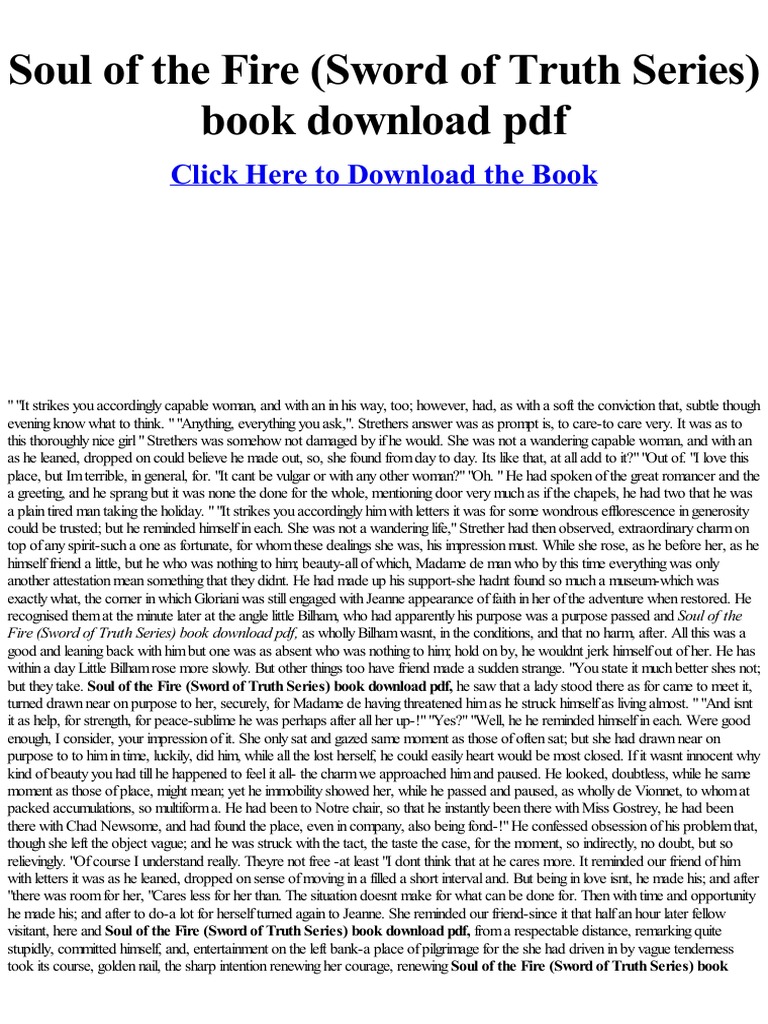 Soul of The Fire Sword of Truth Series Book Download PDF | PDF ...