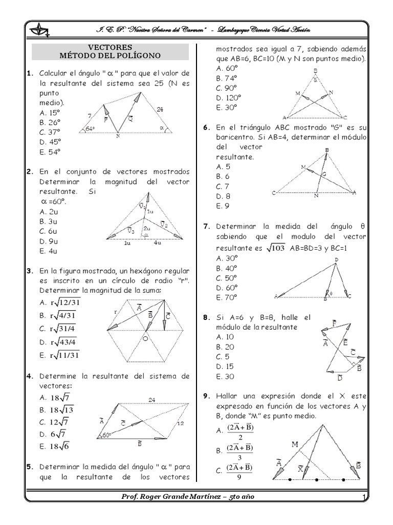 Vectores Metodo Del Poligono | PDF | Vector Euclidiano | Geometría
