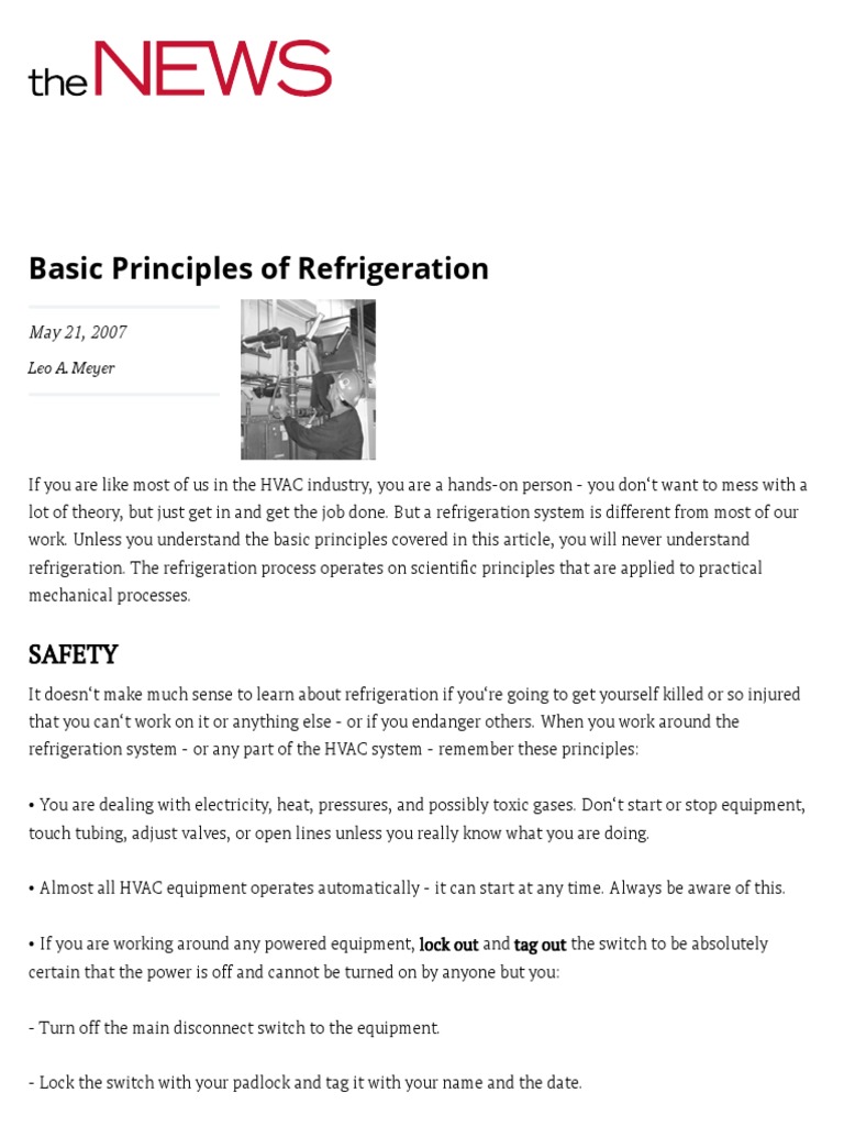Basic Principles of Refrigeration | PDF | Latent Heat | Pressure