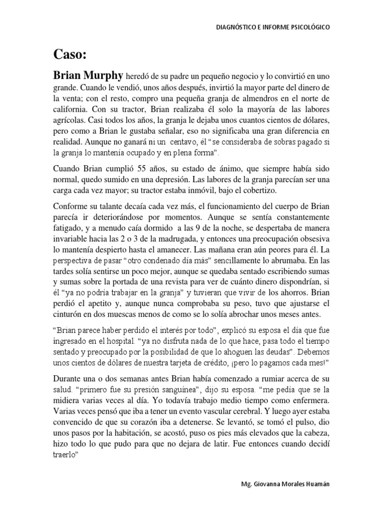 Caso Brian Murphy Virtual | PDF | Depresión (estado de ánimo) | Trastorno depresivo mayor