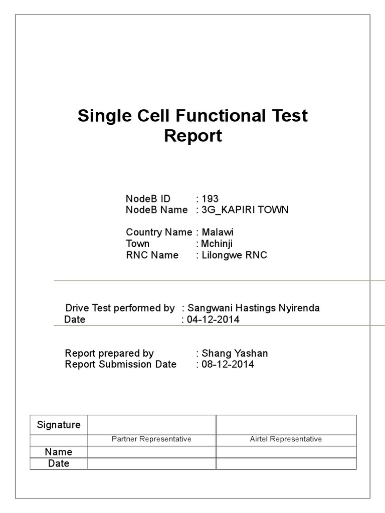 Single Cell Functional Report - 3G - KAPIRI TOWN | PDF | High Speed ...