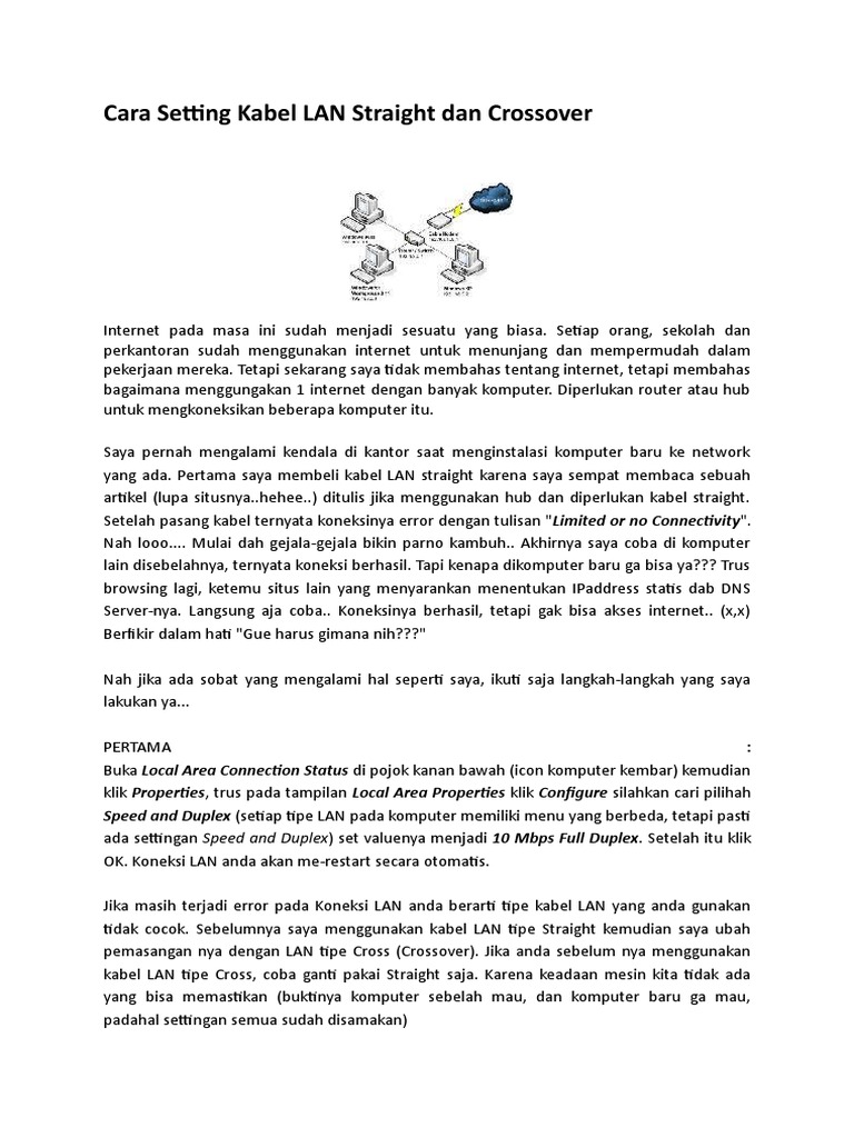Cara Setting Kabel LAN Straight Dan Crossover | PDF | Metode & Bahan Ajar | Teknologi & Rekayasa