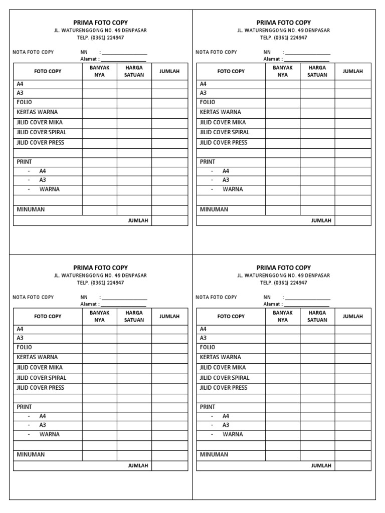Prima Foto Copy Nota | PDF
