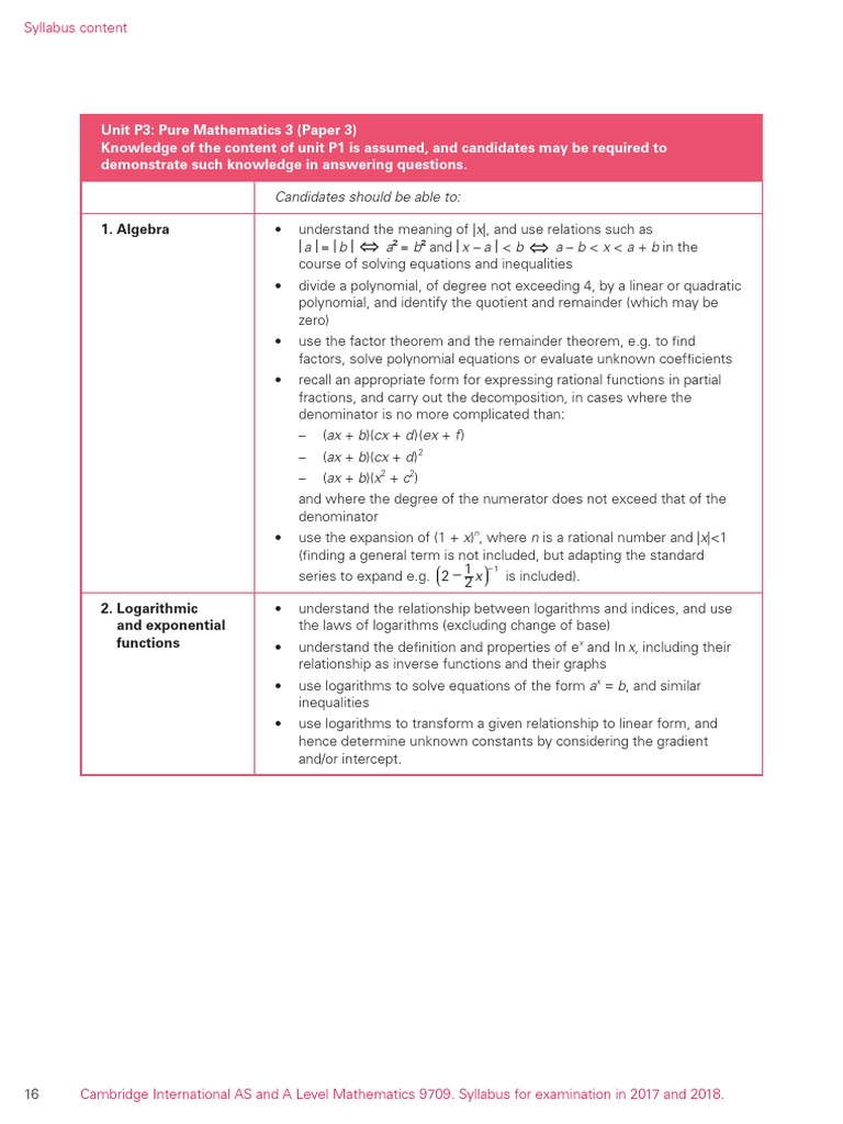 Math A2 Syllabus P3 - 1 | Download Free PDF | Trigonometric Functions ...