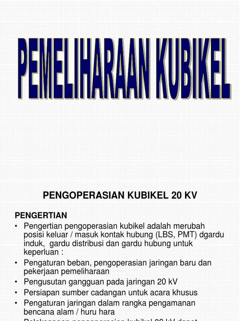 Presentasi 4 Pemeliharaan Kubikel | PDF | Teknologi & Rekayasa