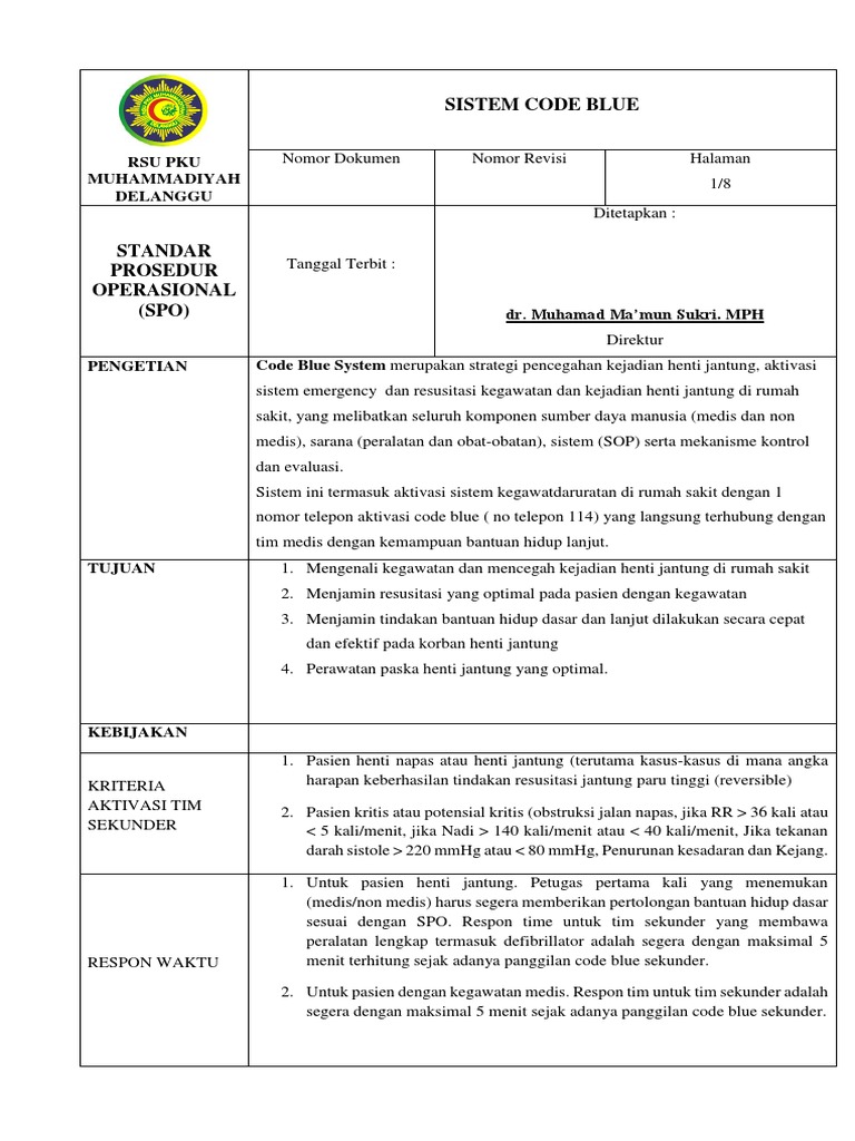 SISTEM KESEDIAAN TIM CODE BLUE | PDF