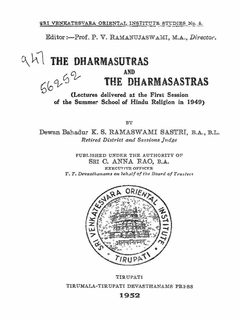 The Dharmasutras and The Dharmasastras PDF | PDF