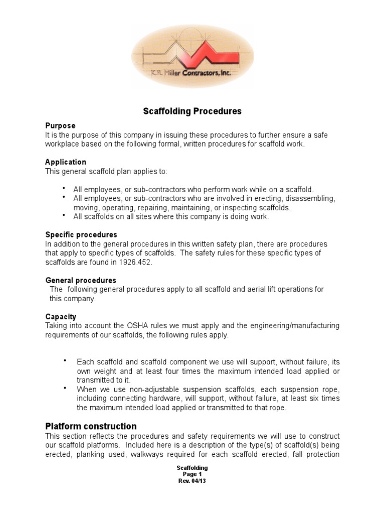 28- Scaffolding Procedures | Scaffolding | Rope