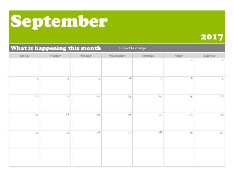September 2017 Calendar Overview | PDF
