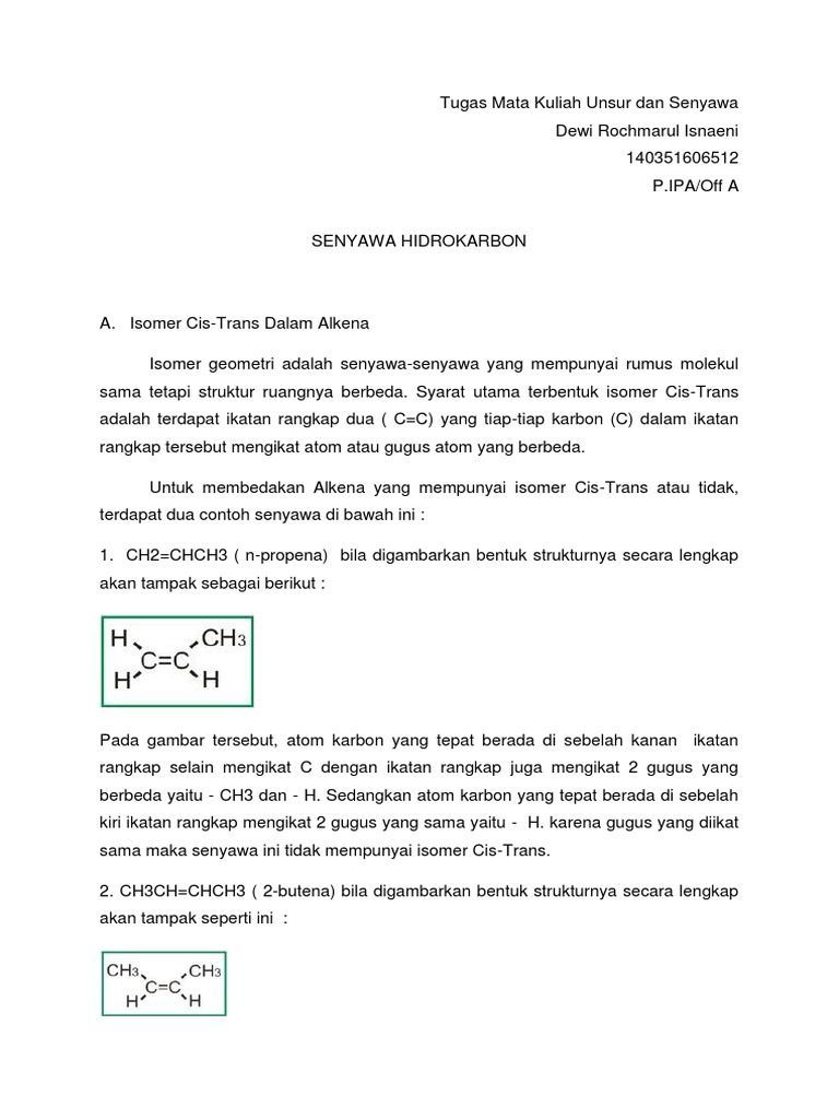Isomer Cis Trans Senyawa | PDF