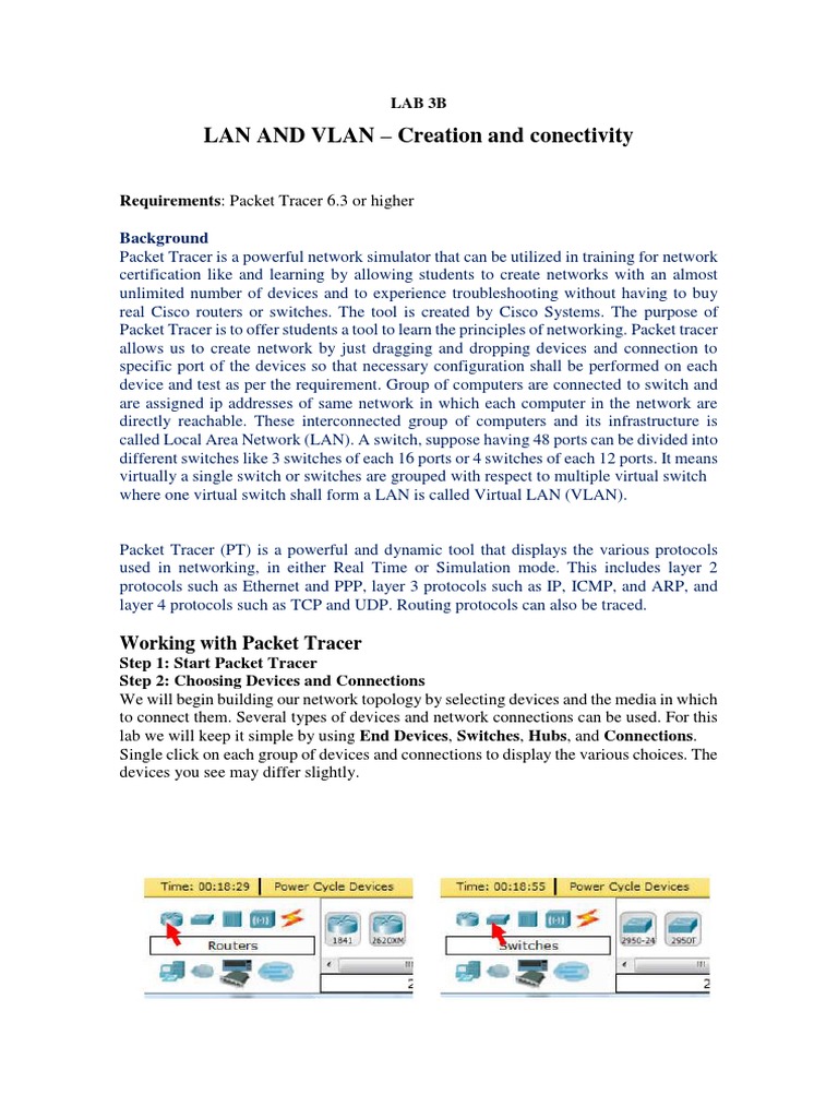 LAB 3B - LAN and VLAN - Creation and Conectivity | PDF | Network Switch ...