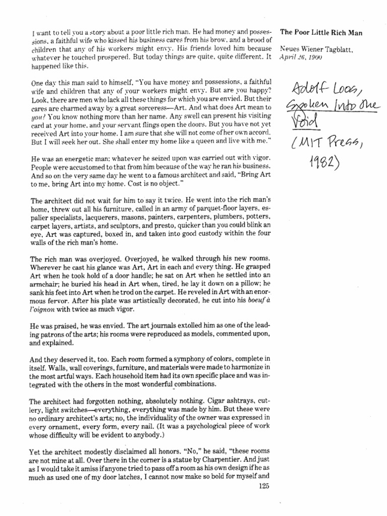 Adolf Loos - Poor Little Rich Man PDF | PDF