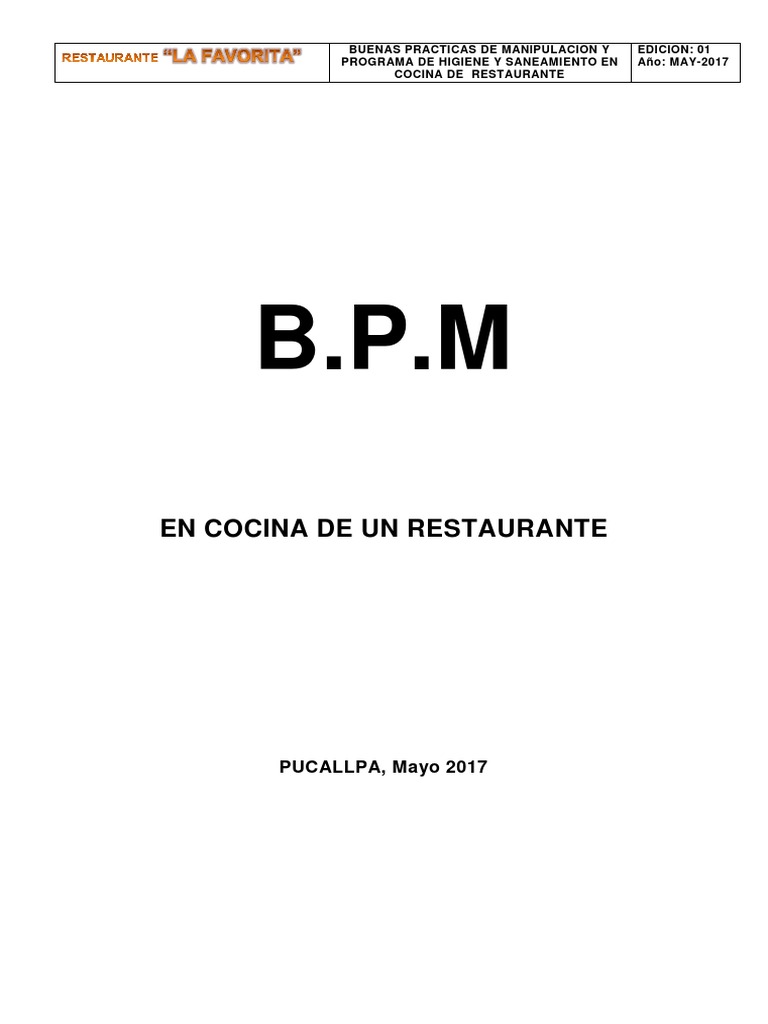 Buenas Prácticas de BPM en Restaurantes | PDF | Seguridad alimenticia ...