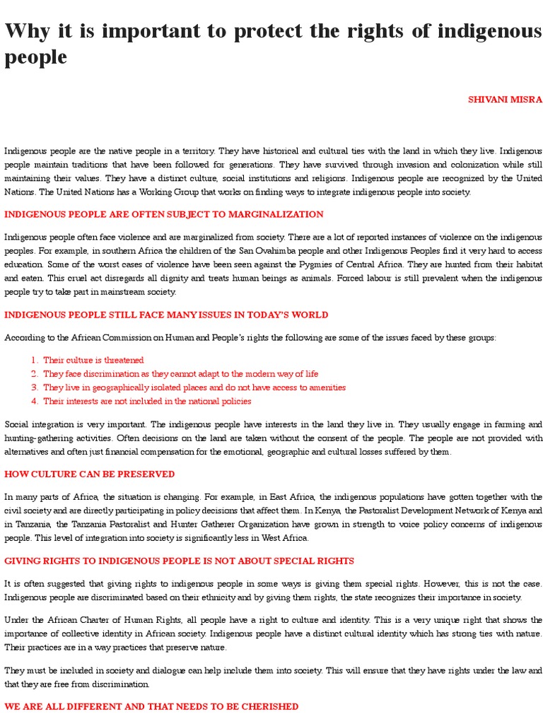 Why It Is Important To Protect The Rights of Indigenous People! | PDF ...