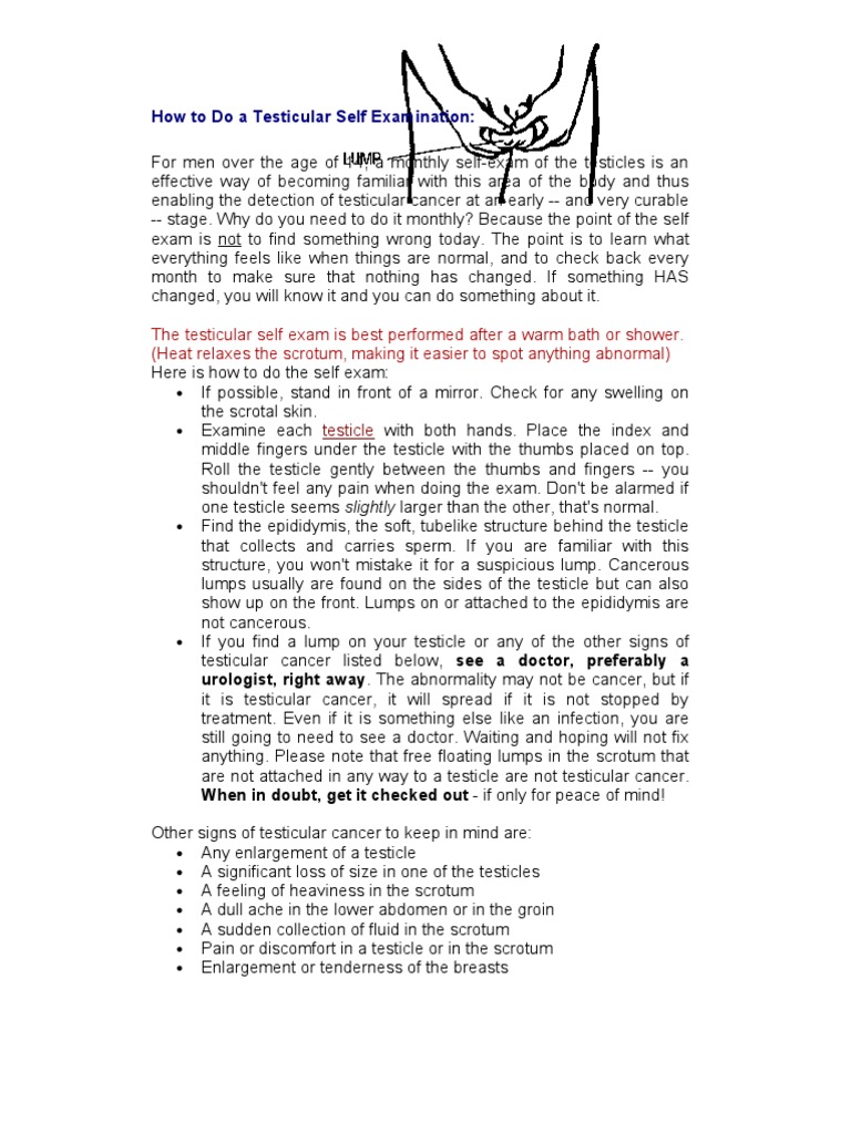 Testicular Self-Examination Guide | PDF | Testicle | Neoplasms