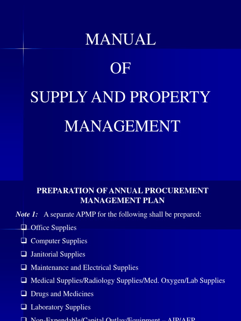 Manual OF Supply and Property Management | PDF | Procurement ...