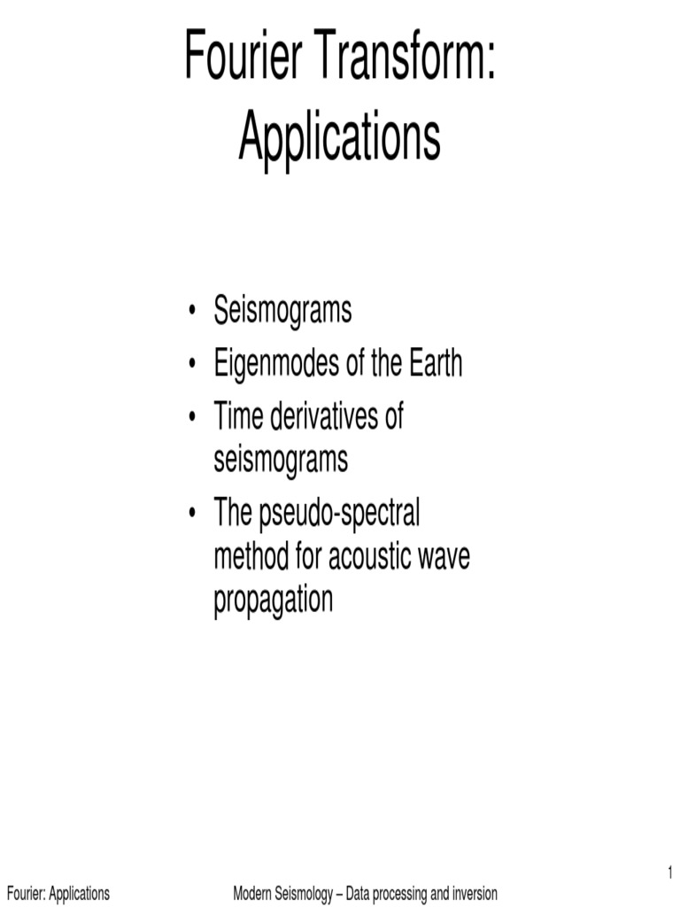 Fourier Transform Applications Pdf Fast Fourier Transform