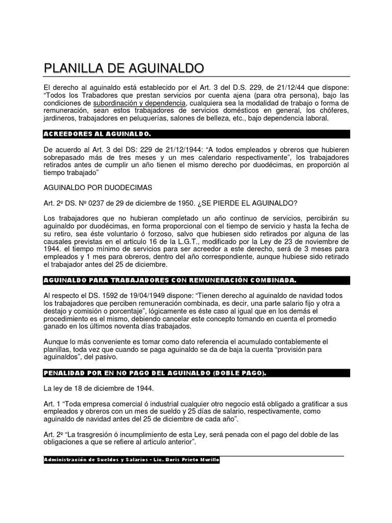 Planilla de Aguinaldo | PDF | Salario | Empleado