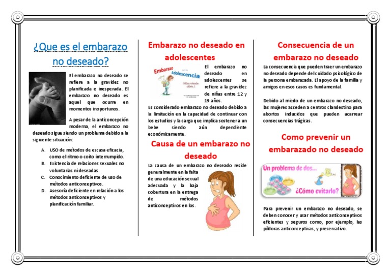 Que Es El Embarazo No Deseado - Impresion | PDF | Embarazo no deseado | Control de la natalidad