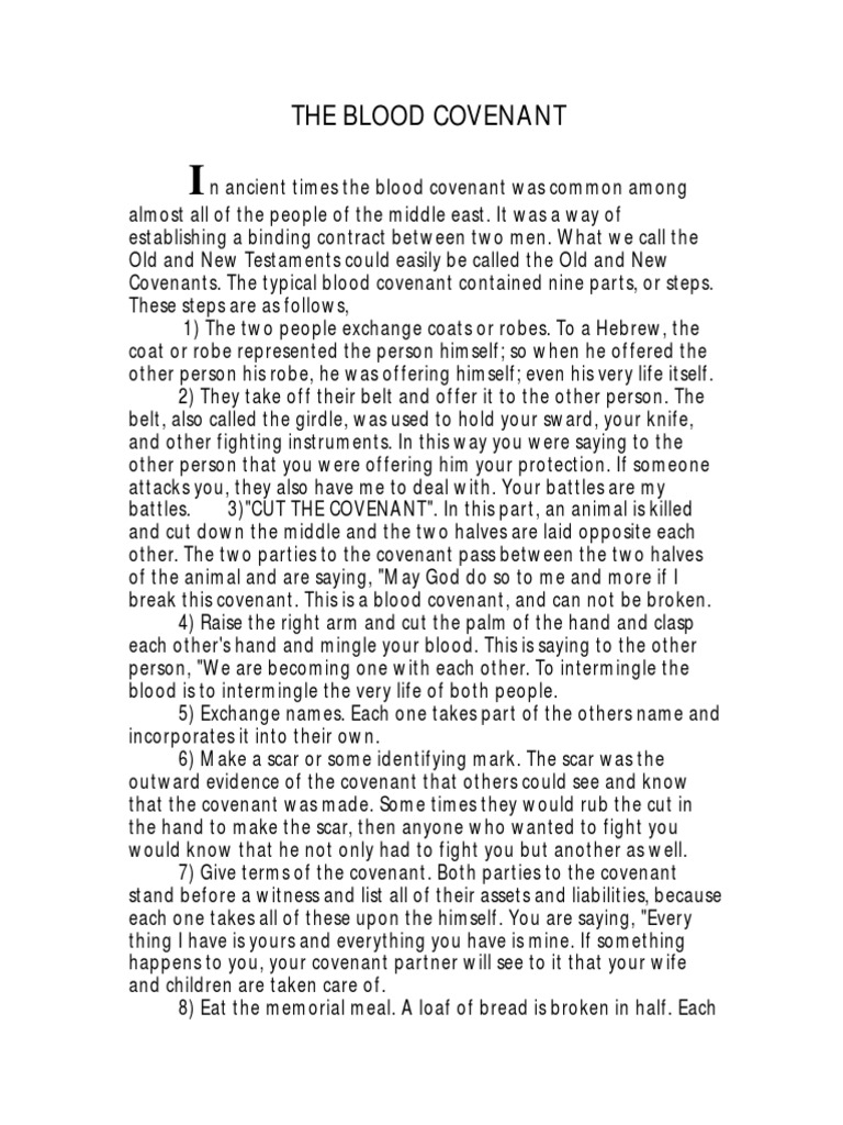 The Blood Covenant | PDF | Armor Of God | Covenant (Biblical)