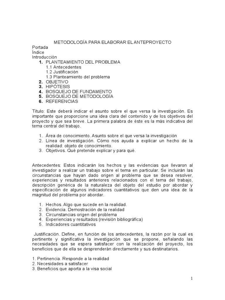 Metodología para Elaborar El Anteproyecto | PDF | Hipótesis | Empirismo