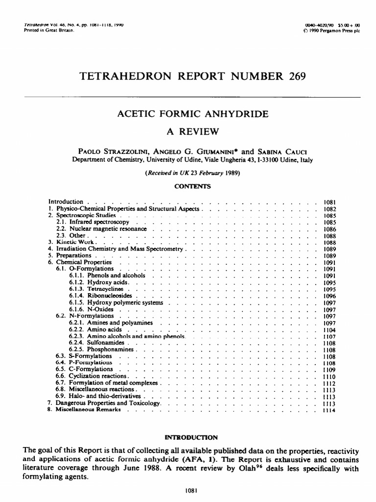Chemists' Guide to Acetic Formic Anhydride | PDF | Chemical Reactions ...