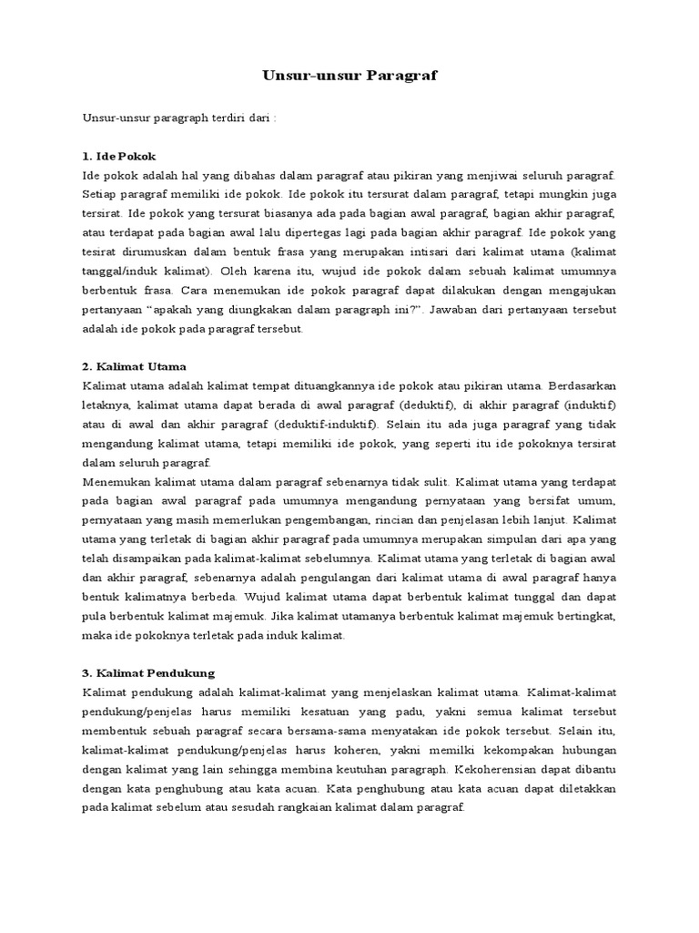 Unsur Unsur Paragraf | PDF