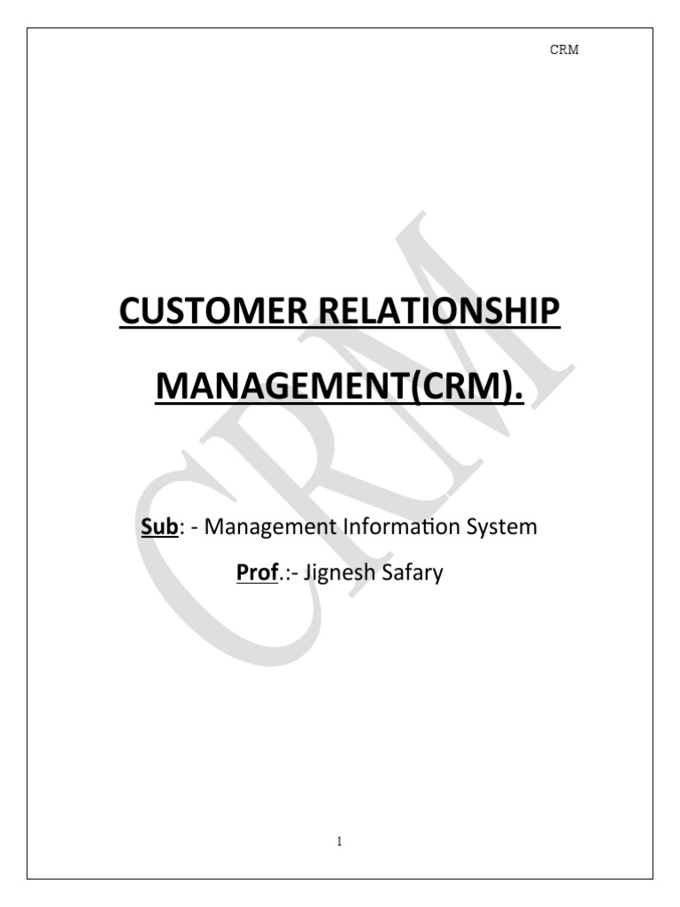 Understanding Customer Relationship Management | PDF | Customer ...