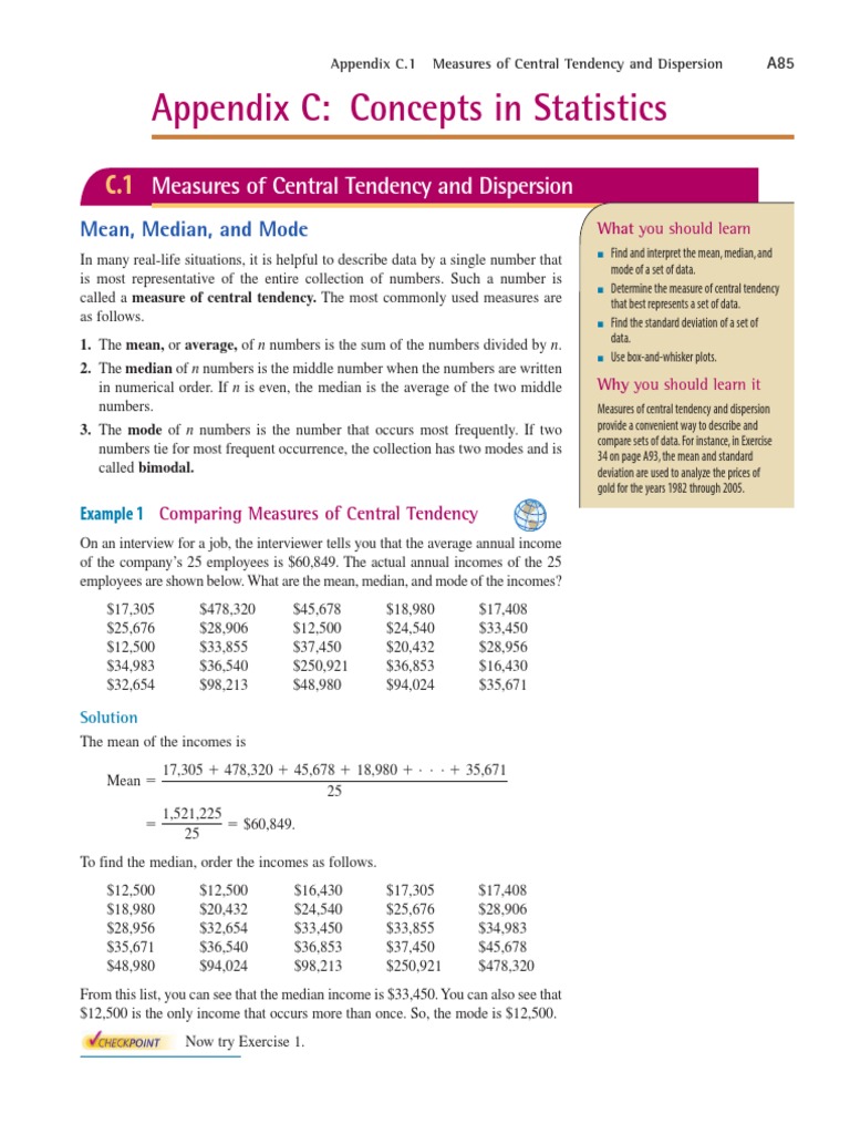 Appendix C | PDF | Mean | Median