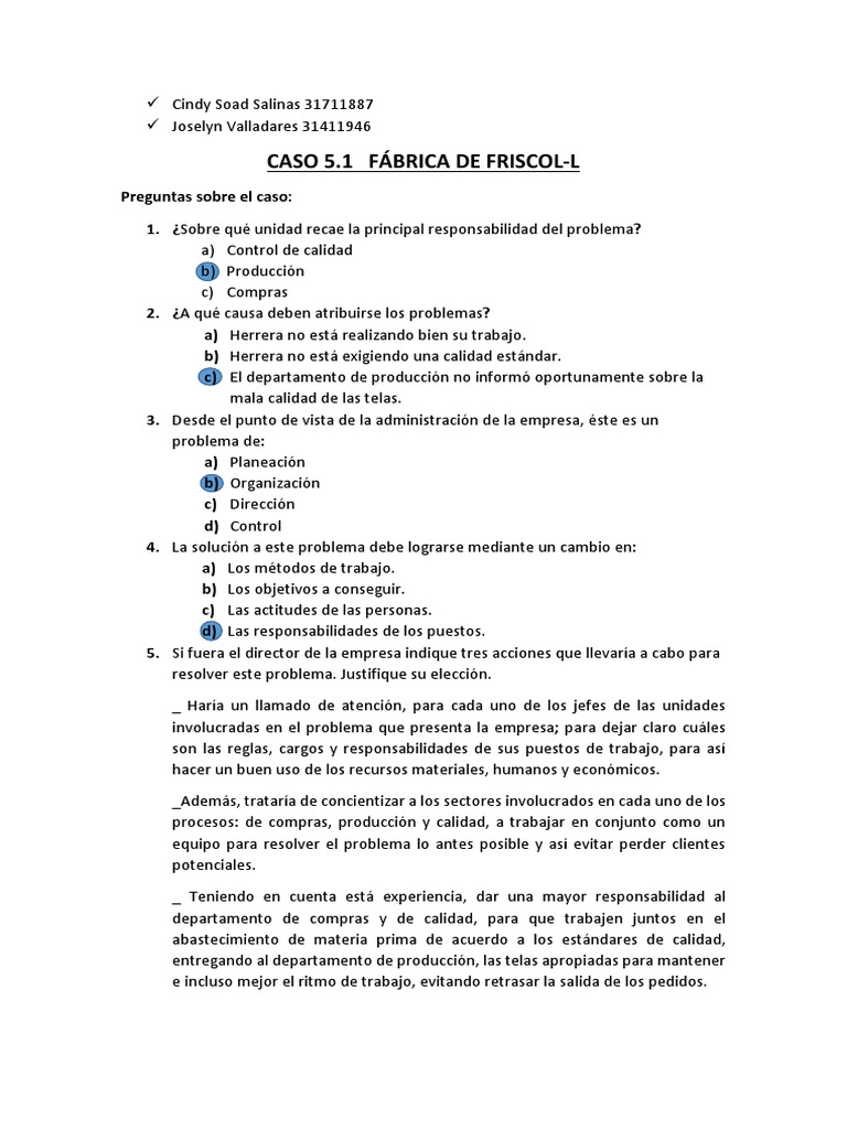Caso 5,1 Friscol-L | PDF