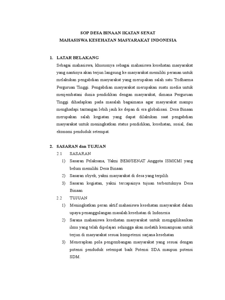 SOP DESA BINAAN ISMKMI Vol.1 | PDF