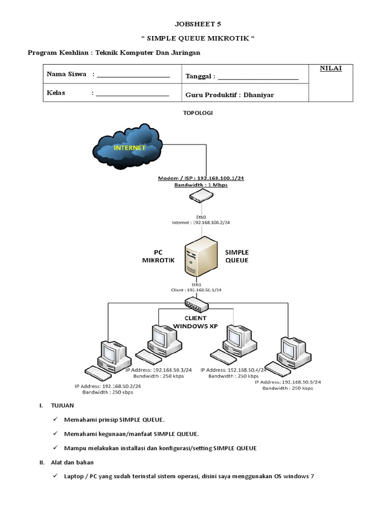 Jobsheet Mikrotik 7 Simple Queue | PDF