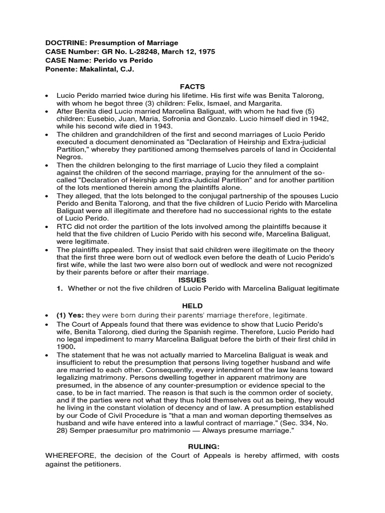 Perido Vs Perido | PDF | Marriage, Unions And Partnerships | Marriage