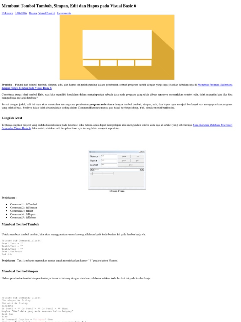Tutorial Tombol VB6 | PDF | Komputer