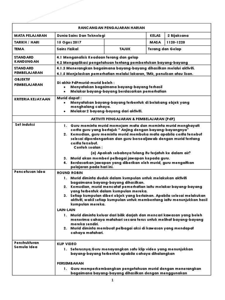 RPH Sains Pak21 | PDF