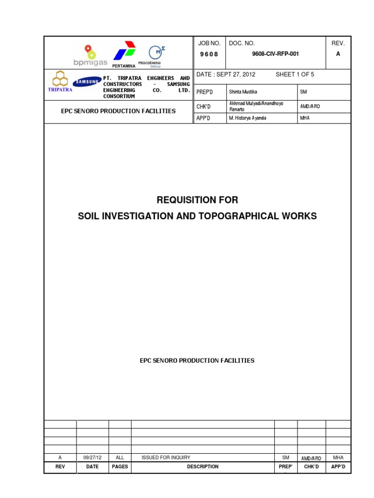 Soil Investigation and Topographical Works Rev A | PDF | Business