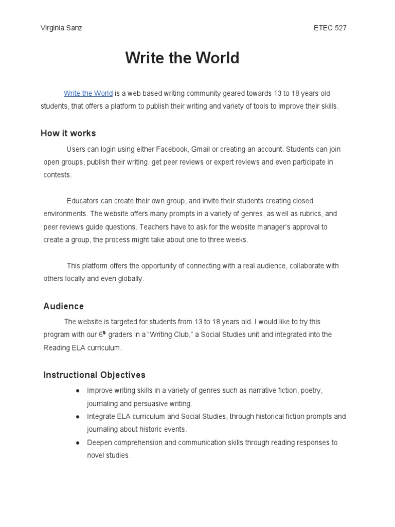 Write The World | PDF | Cognition | Teaching