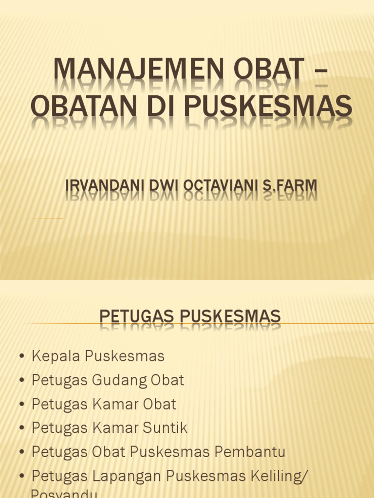 Manajemen Obat Obatan Di Puskesmas Pdf