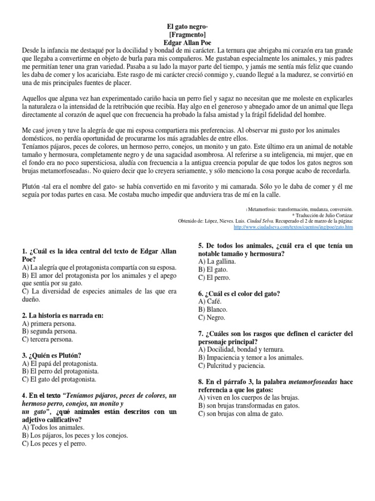El Gato Negro | PDF | Gatos | Edgar Allan Poe