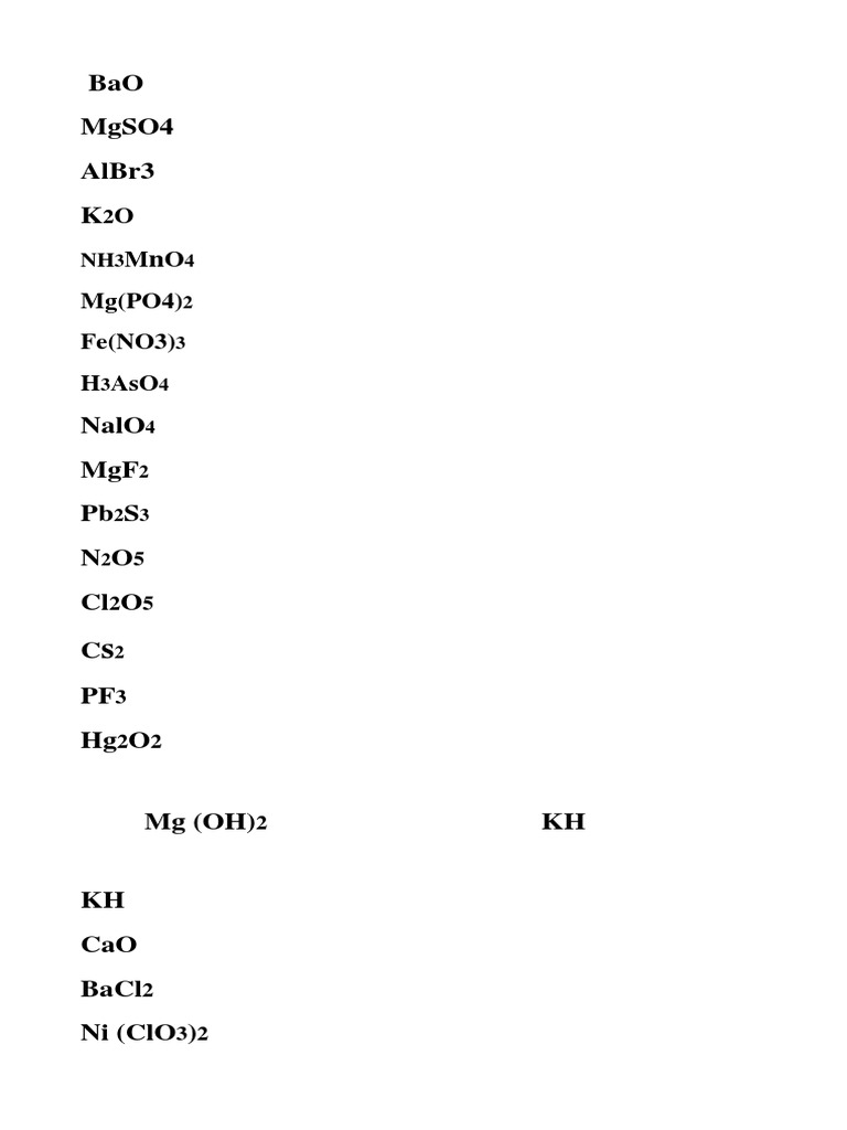Bao Mgso4 Albr3 K N: O M O MG (Po4) Fe (No3) H Aso | PDF